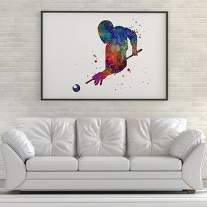 Billiard Player Watercolor Art Print | Multicolored Artwork for Home ...