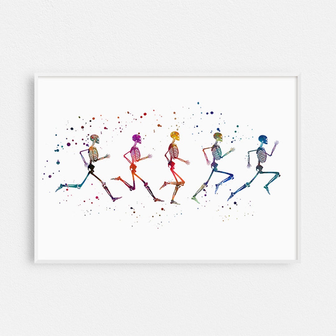 Physical Therapist Gift Skeleton Running Print Sports Medicine Art ...
