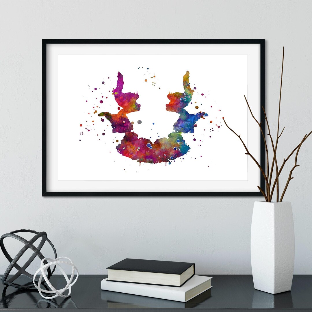 Rorschach Ink Blot Colorful Watercolor Print, Science Artwork ...