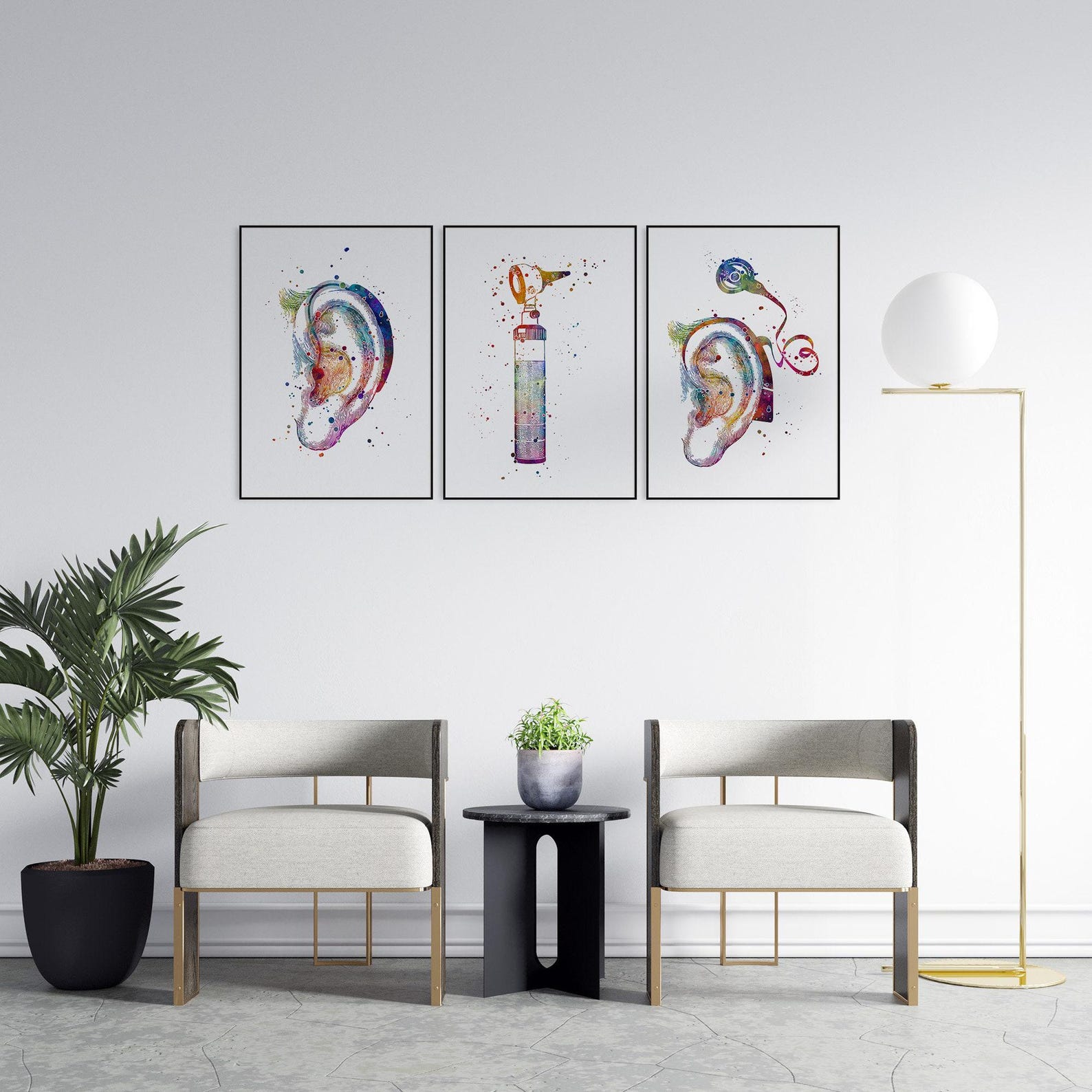 Audiology Prints Set of 3 | Multicolored Watercolor Art Posters for ...
