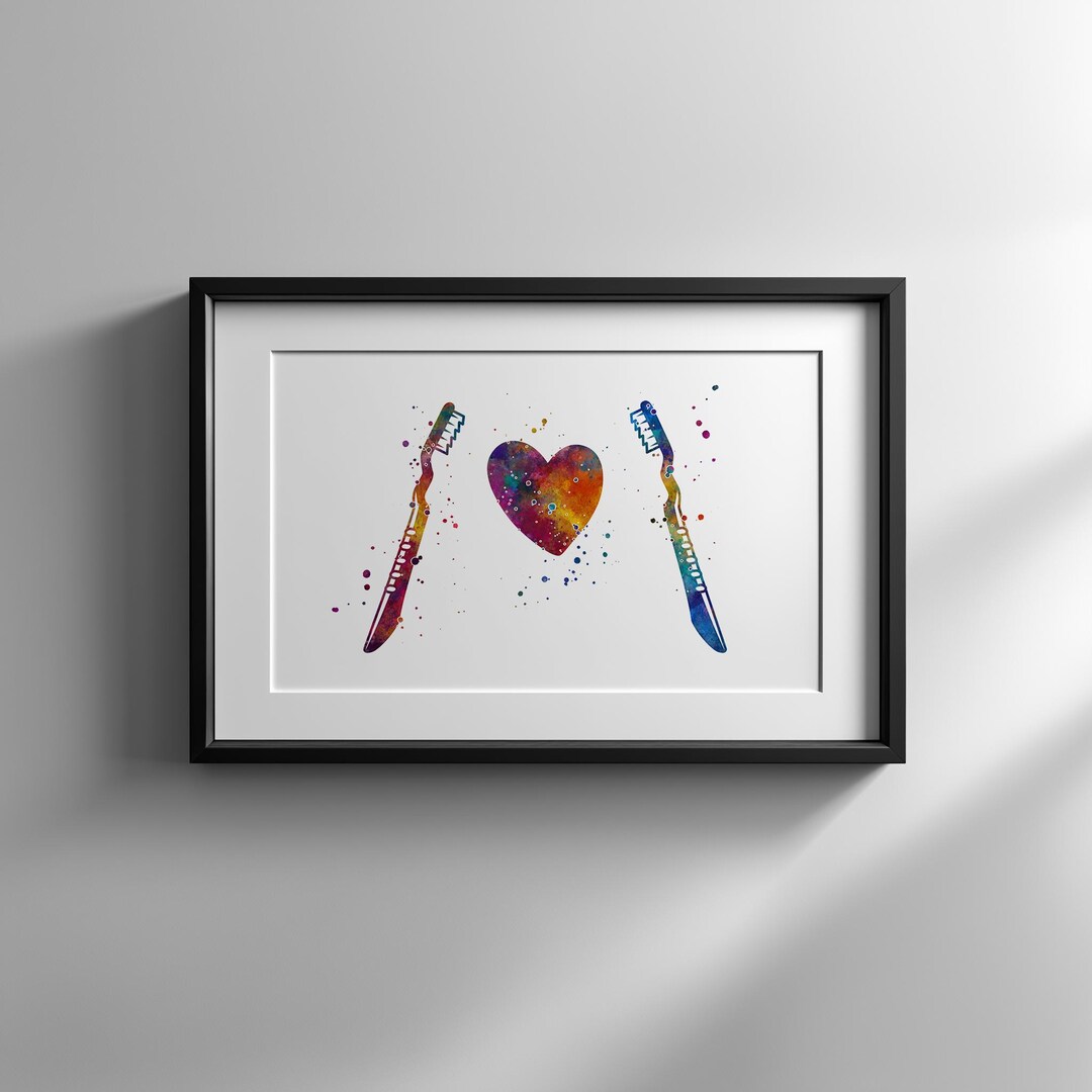 Toothbrush Print, Bathroom Wall Art, Washroom Decor - Etsy