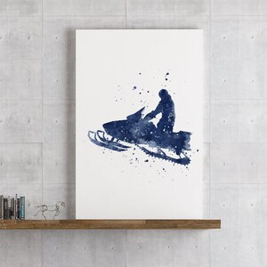Snowmobile Watercolor Print, Snowmobiler Winter Sport Poster ...