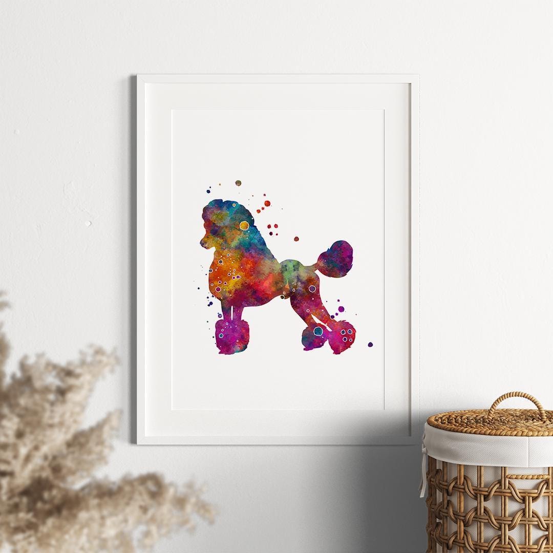 Standard Poodle Wall Art, Colorful Watercolor Dog Print, Pet Lover Home ...