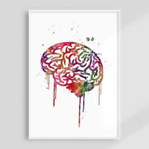 Watercolor Brain Art Print, Human Anatomy Colorful Artwork, School ...