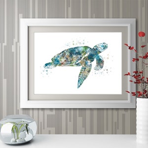 Sea Turtle Watercolor Print | Vibrant Coastal Artwork Beach House Wall ...