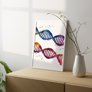 Watercolor DNA Art Print, Science Poster, Genetics Poster - Etsy