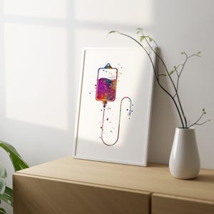 Intravenous IV Solution Bag Watercolor Print, Medical Art Poster ...