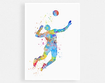 Volleyball Wall Art Volleyball Watercolor Print Sports Art for Kids ...