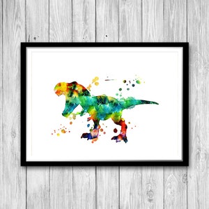 Dinosaur Set of 4 Watercolor Prints Kids Room Wall Art T-rex ...