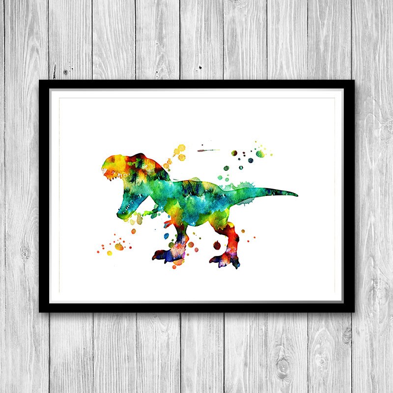 Dinosaur Set of 4 Watercolor Prints Kids Room Wall Art T-rex | Etsy
