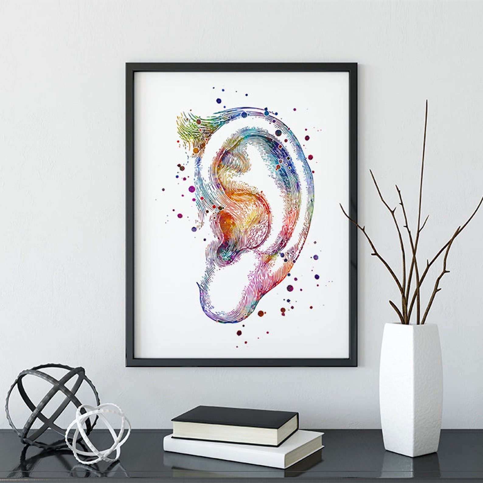Outer Ear the Auricle Audiology Art Watercolor Print - Etsy