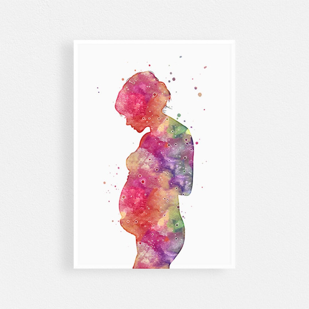 Midwife Gift Idea, Pregnant Woman Watercolor Print, Nurse Midwife ...