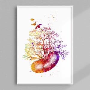 Kidney Transplant Anniversary Gift, Kidney Tree Anatomy Art Watercolor ...