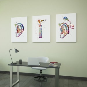 Audiology Prints Set of 3 | Multicolored Watercolor Art Posters for ...