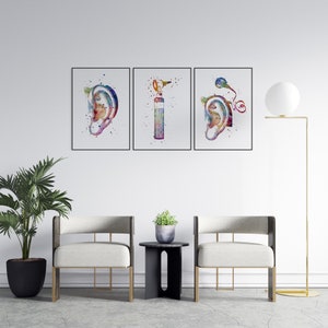 Audiology Prints Set of 3 | Multicolored Watercolor Art Posters for ...