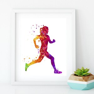 Female Runner Gift for Women Watercolor Print Girls Room Decor, Sports ...