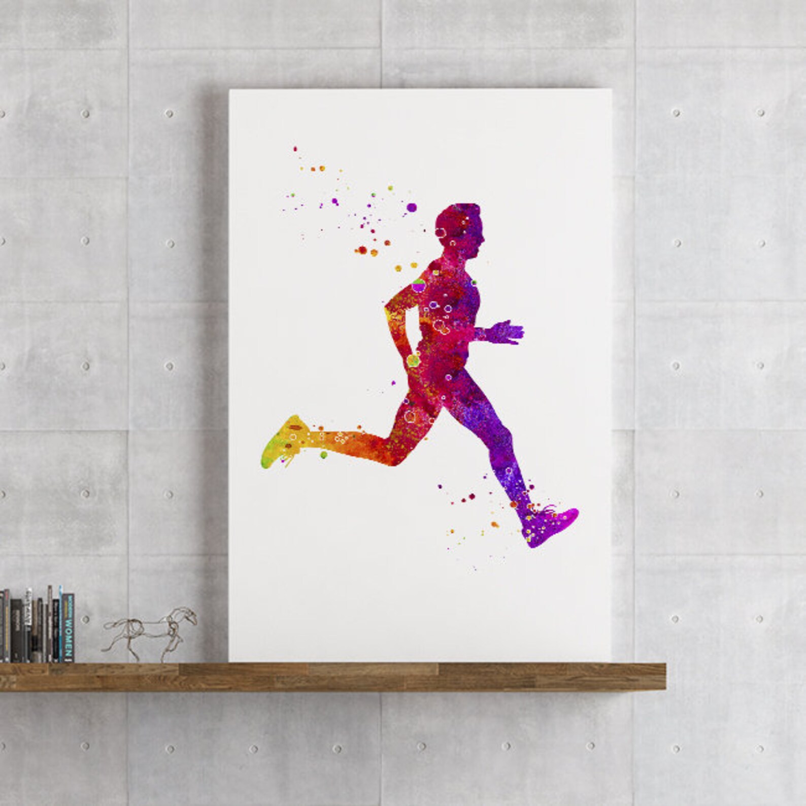 Male Runner, Running Poster Watercolor Print, Sports Decor, Running ...