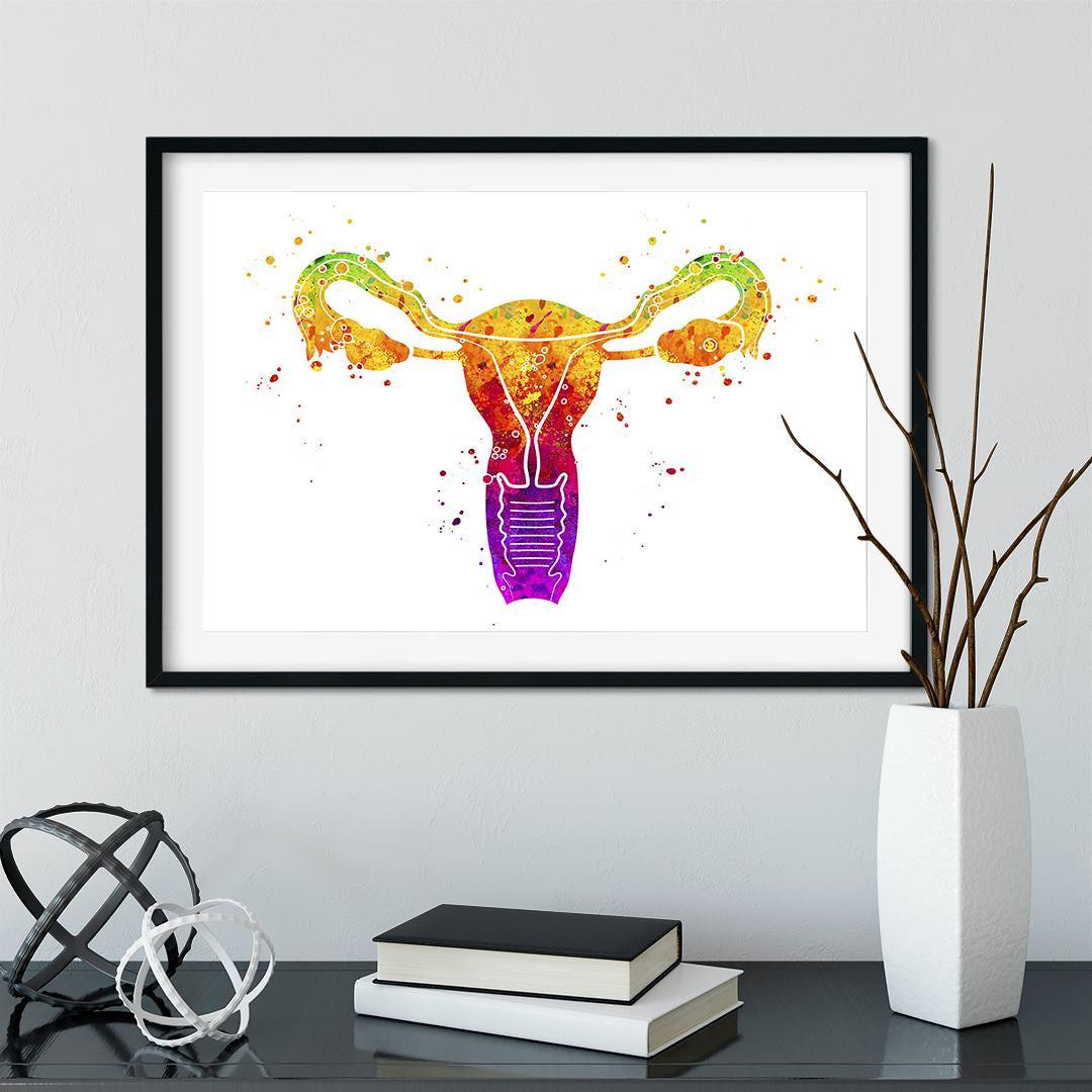 Uterus Art Print, Female Reproductive System Watercolor Artwork, Doctor ...