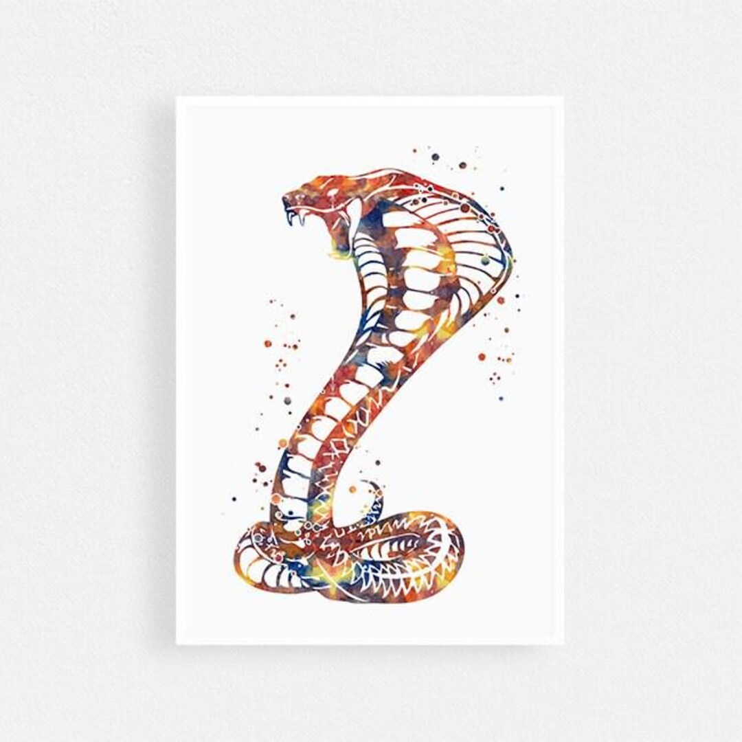 King Cobra Print, Colorful Watercolor Snake Painting, Herpetology Fun ...