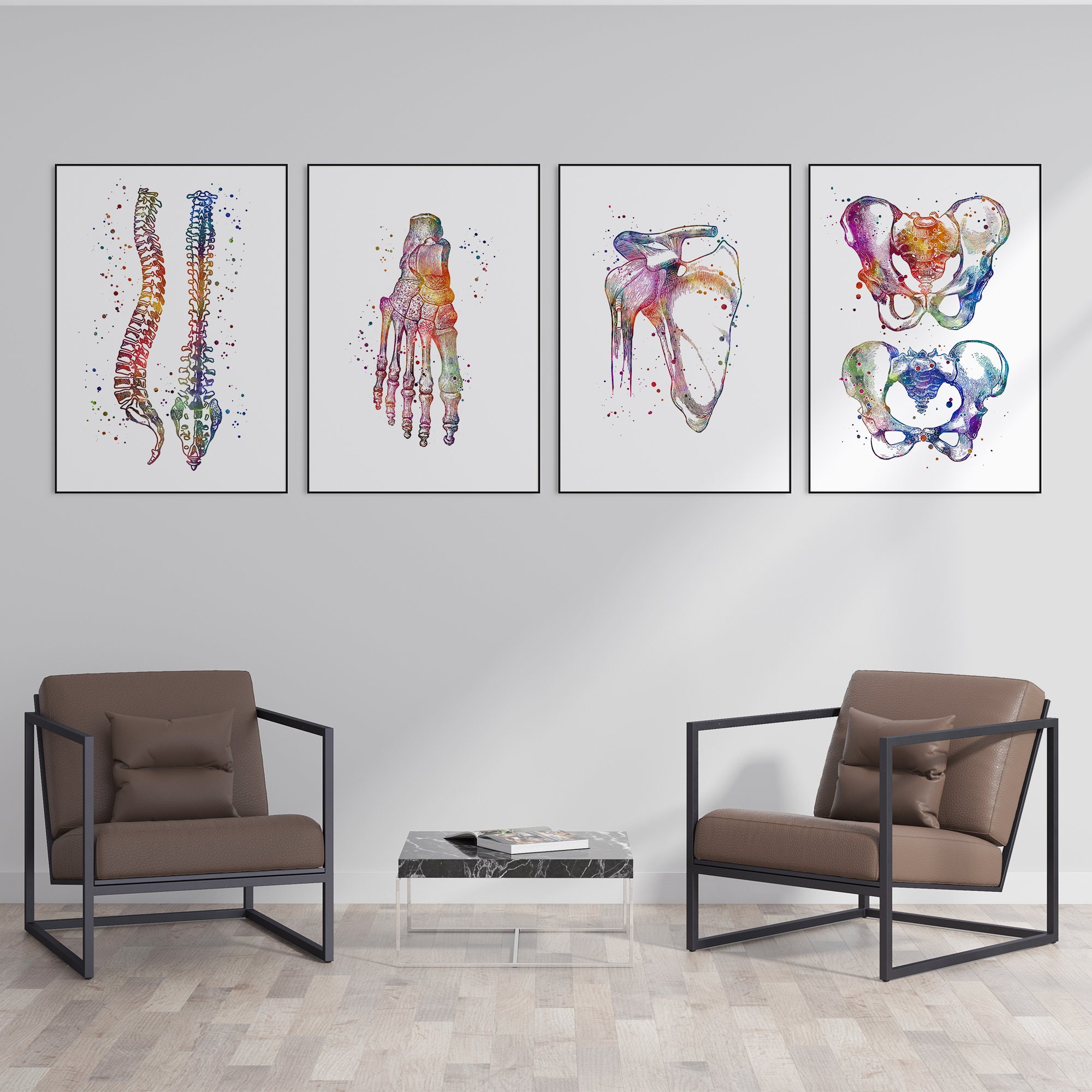 Physiotherapist Office Decor - Anatomy Art Watercolor Prints - Gifts ...