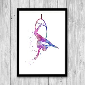 Aerial Hoop Art Watercolor Print Girls Room Decor Sports Wall Art Gift ...