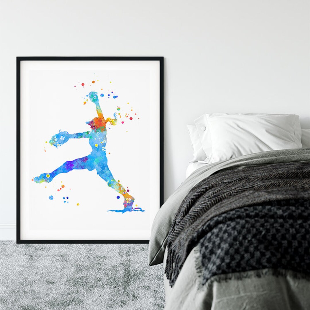 Fastpitch Softball Female Player Print, Vibrant Watercolor Artwork for ...