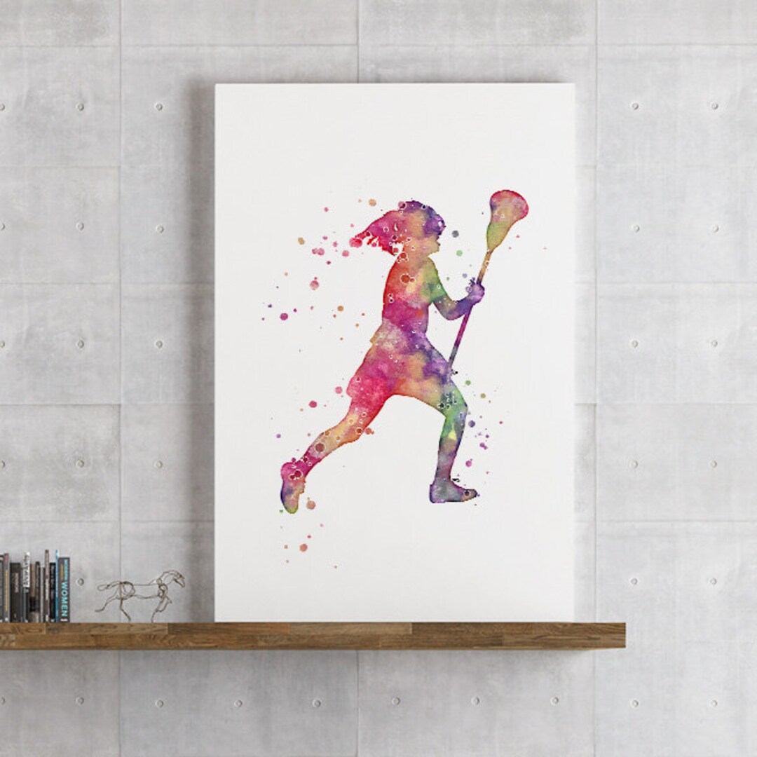 Girl Lacrosse Player Watercolor Print Girls Room Decor Sports Wall Art ...