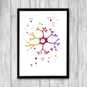Neuron Art Print Interneuron Cell Neuroscience Watercolor Wall Art ...