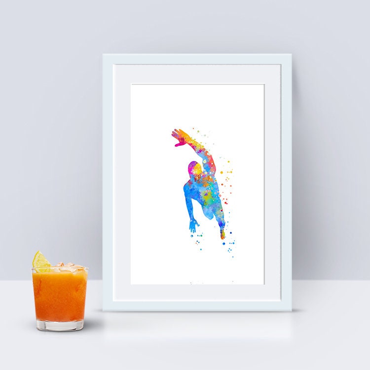 Swimmer watercolor art print swimming poster | Etsy