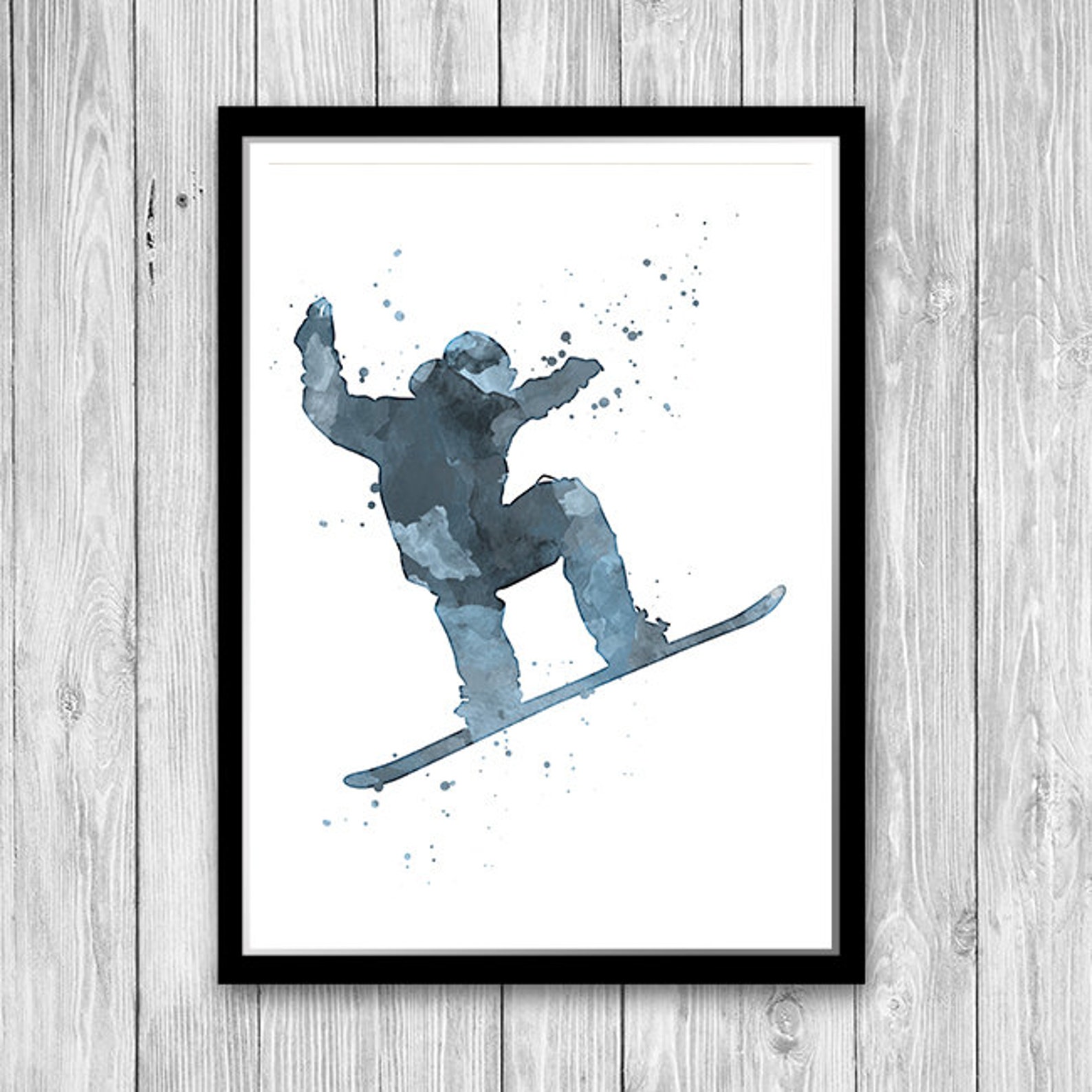 Snowboarding Art Print Watercolor Wall Decor for Boys Room | Etsy