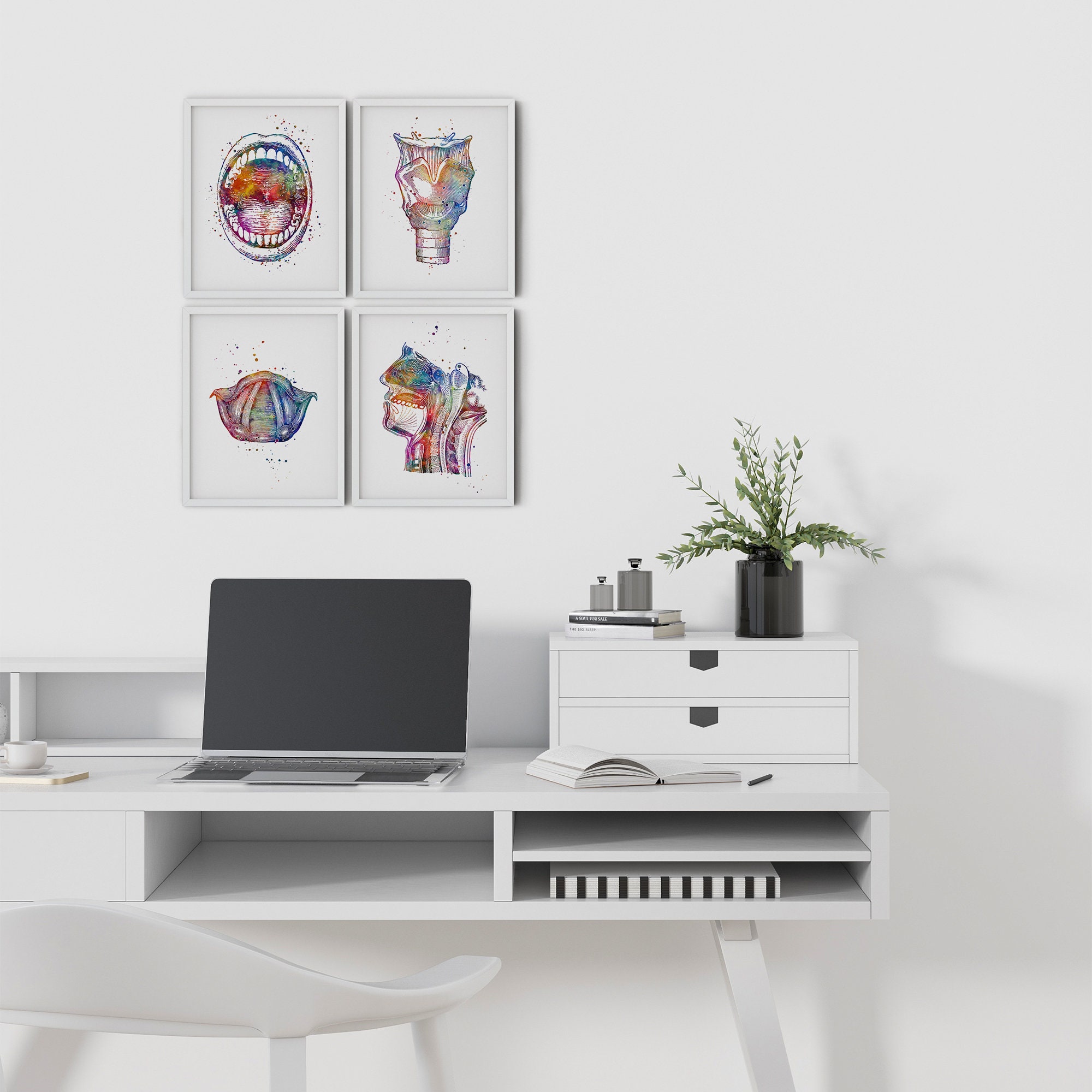 Speech Language Therapy Prints | Anatomy Art Set of 4 Multicolored ...