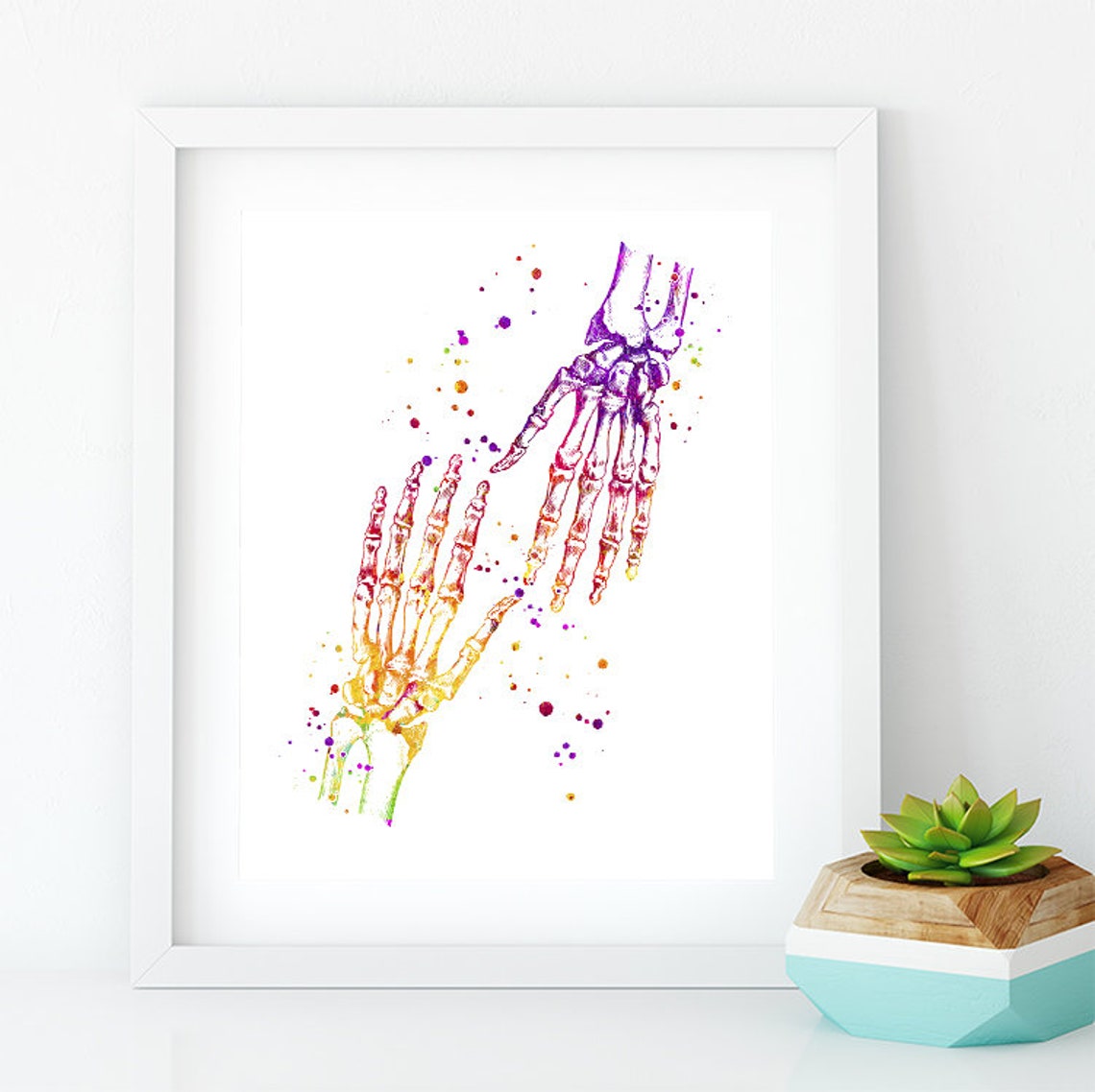 Medical Poster Human Hands Skeleton Watercolor Print Medical - Etsy