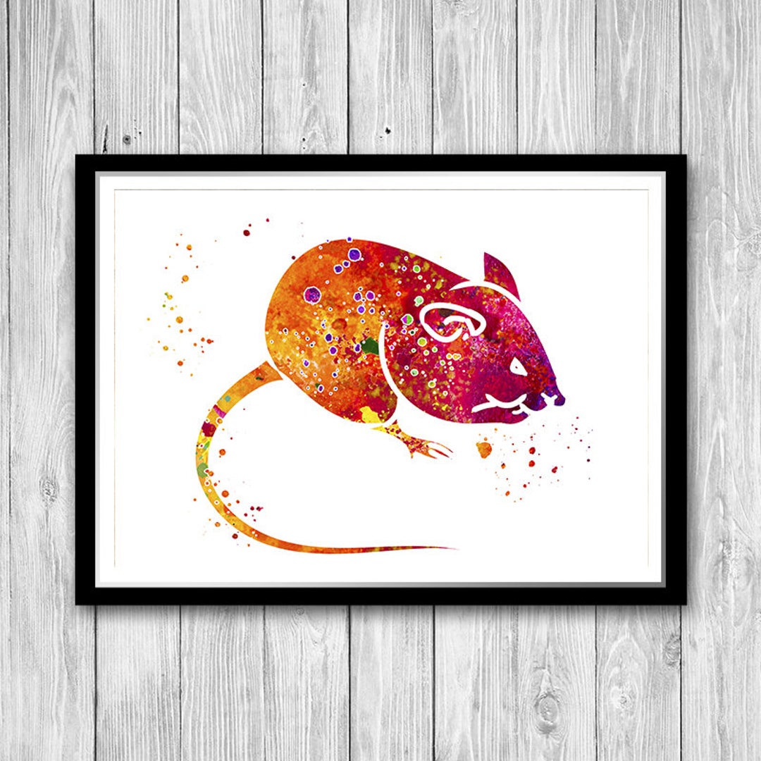 Rat Watercolor Print Rodent Art Print Farmhouse Living Room - Etsy
