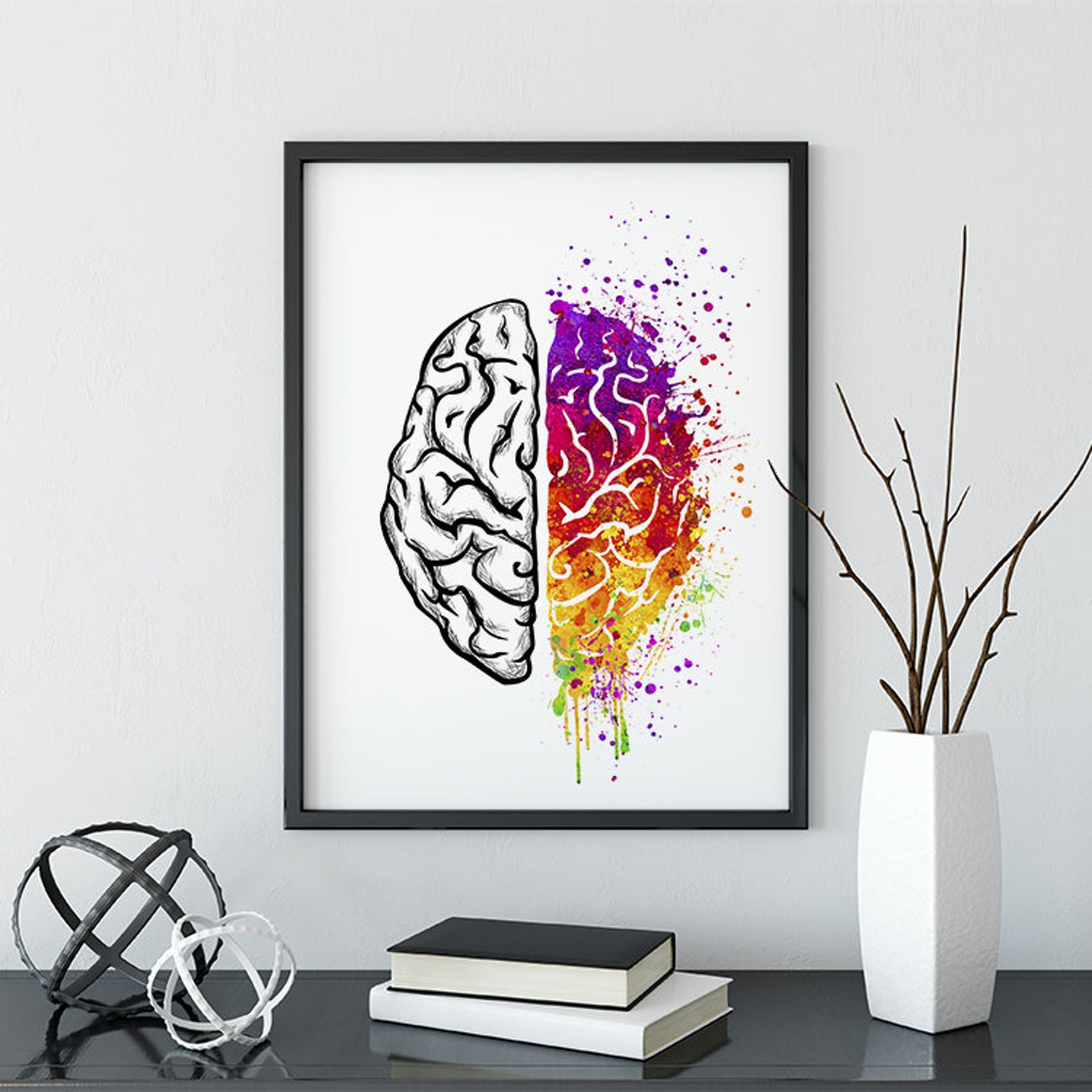 Left and Right Brain Watercolor Print Anatomy Art Neurology - Etsy