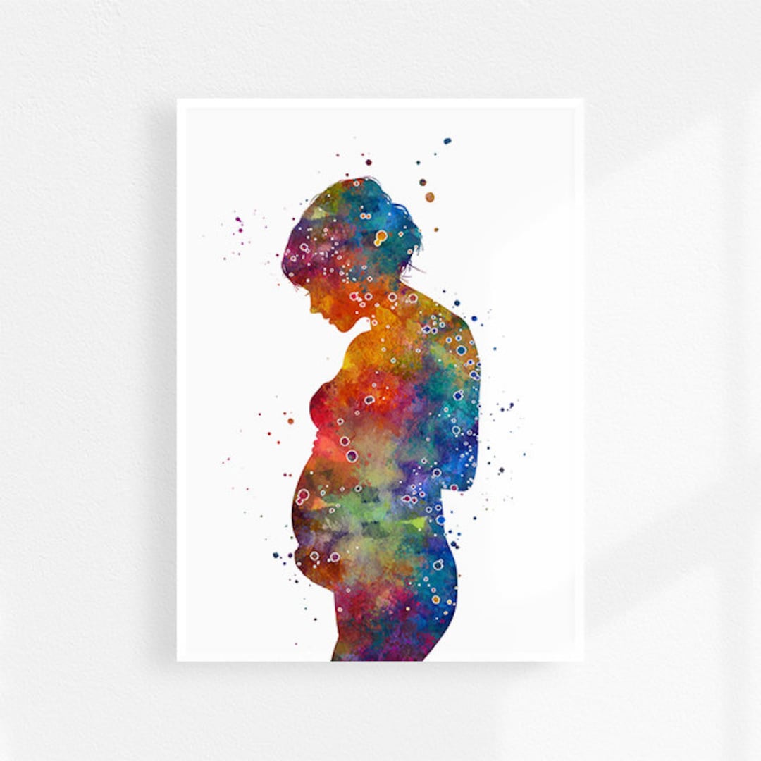 Midwife Art, Pregnant Woman Watercolor Art Print, Midwife Gift ...