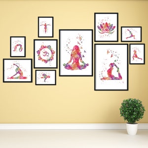 Yoga Print Set of 10 Watercolor Art Prints Yoga Studio Wall Art Decor ...