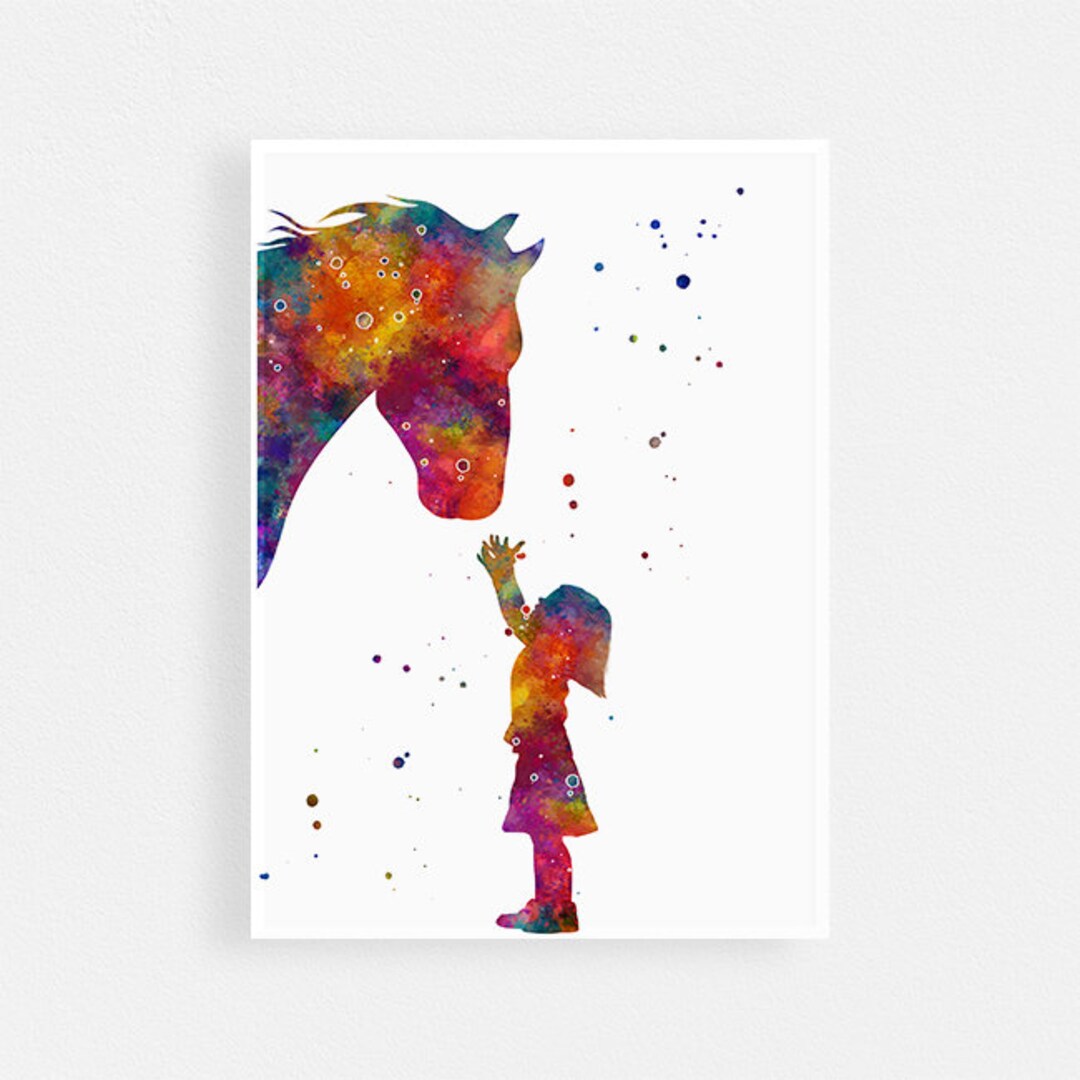 Girl and Horse Print, Vibrant Watercolor Artwork for Girls Room Wall ...