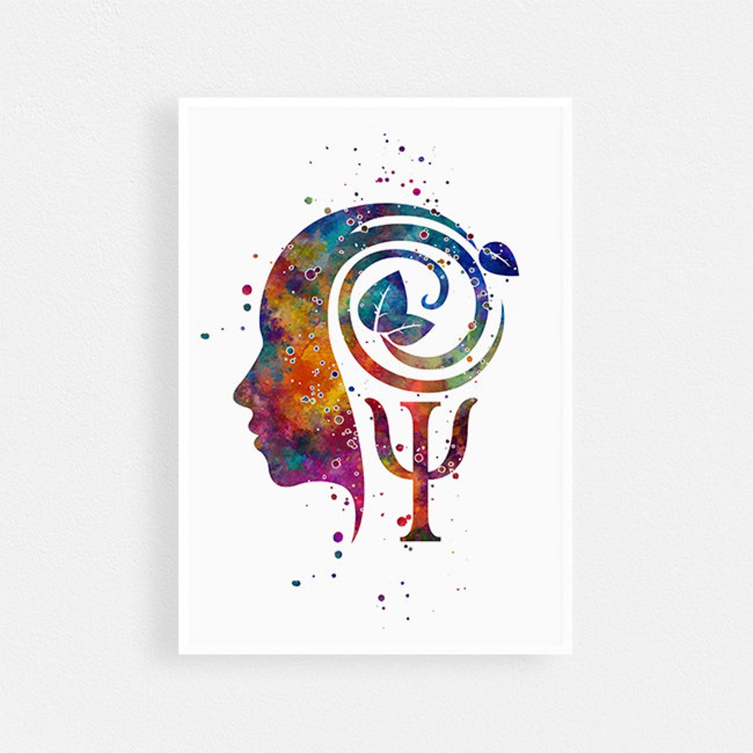 Psychology Art Watercolor Print for Office Decor, Psi Logo ...