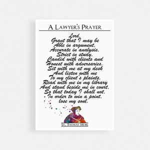 Lawyers Prayer St. Thomas More, Legal Office Decor, Lawyer Gift for ...