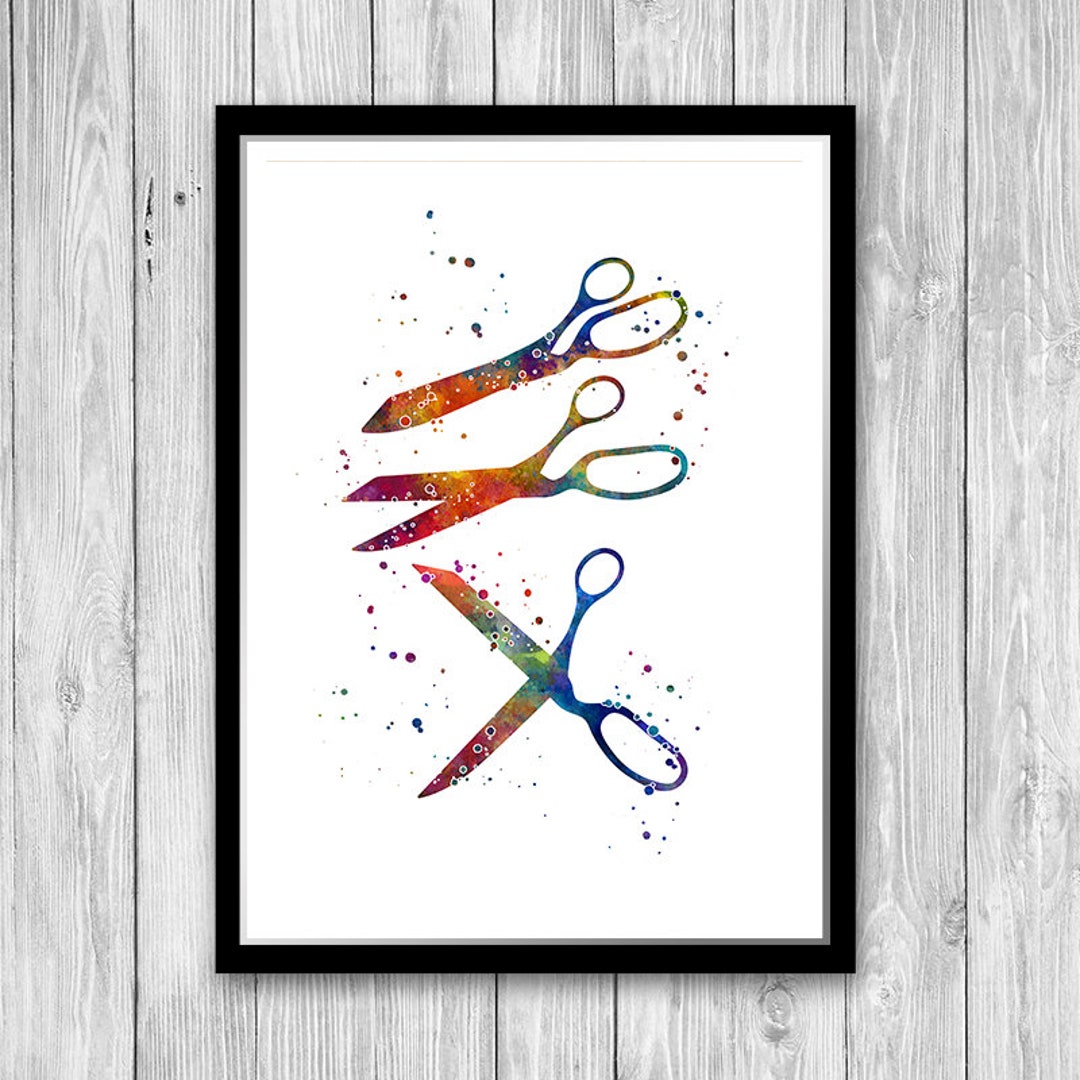 Scissors Crafting Sewing Watercolor Print Gift for Seamstress Craft ...