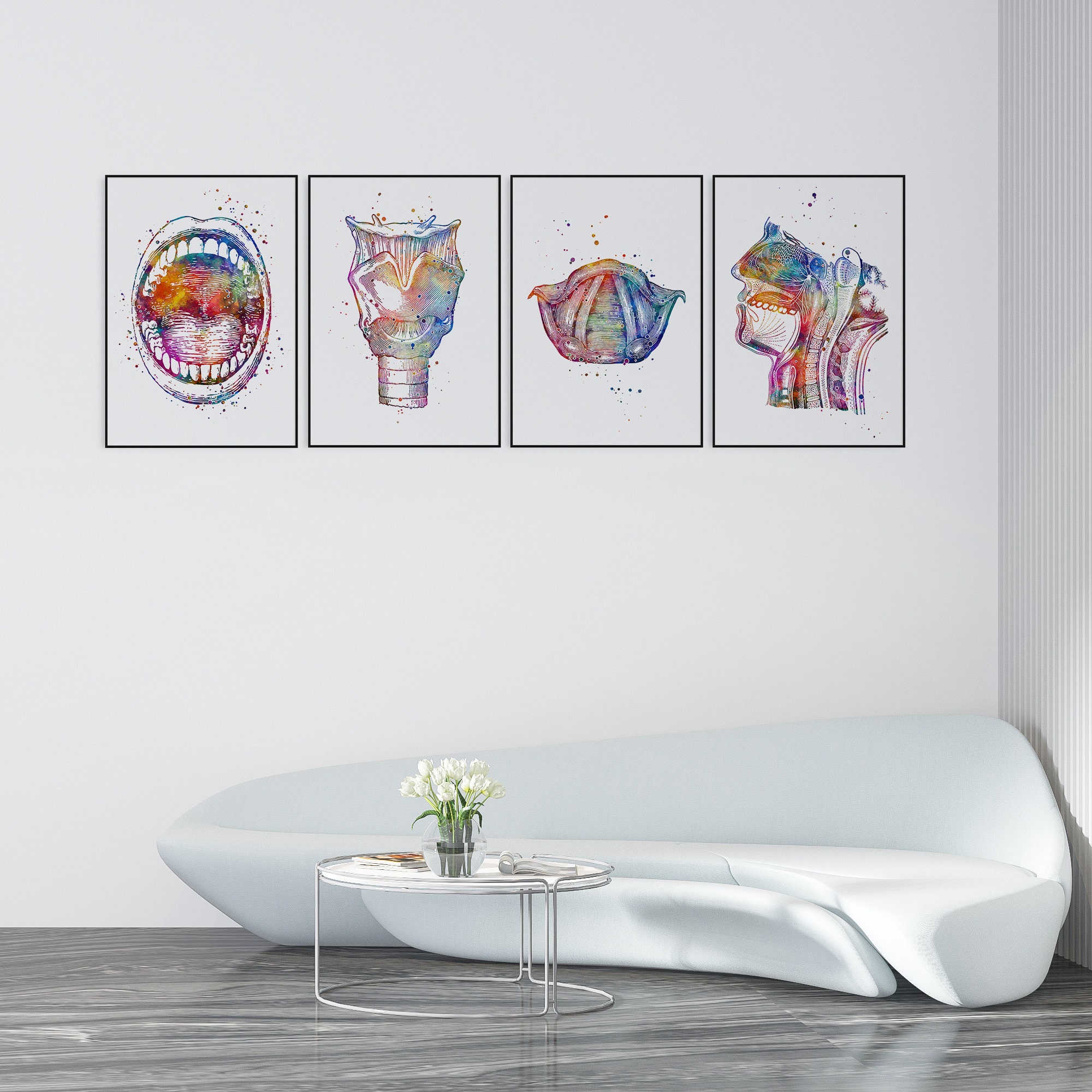 Speech Language Therapy Prints | Anatomy Art Set of 4 Multicolored ...