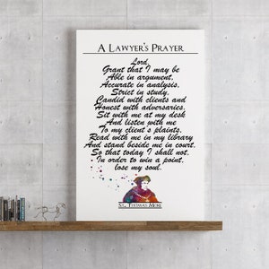 Lawyers Prayer St. Thomas More, Legal Office Decor, Lawyer Gift for ...
