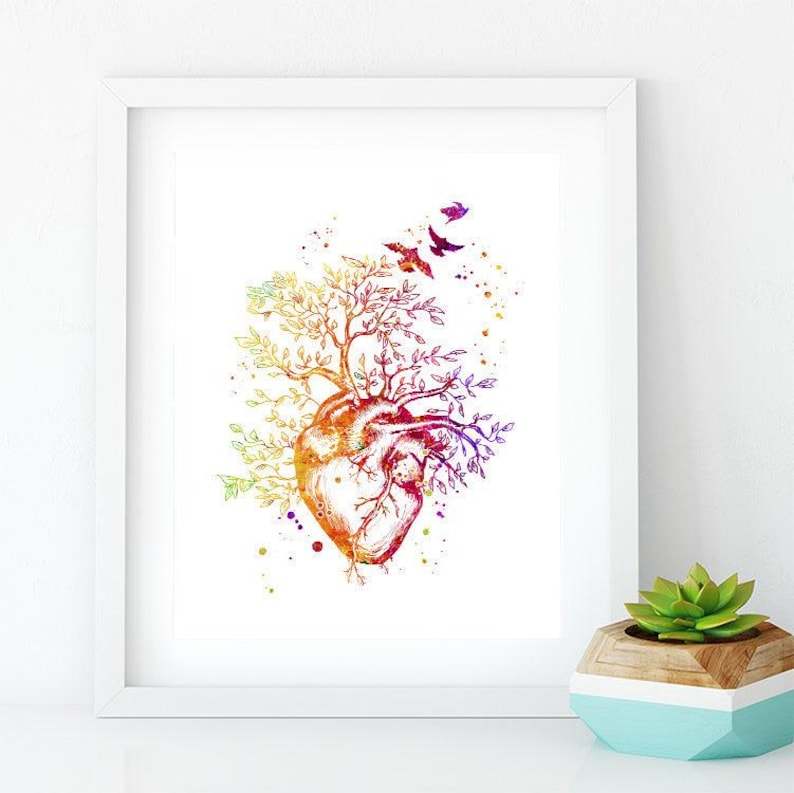 Heart Tree Art Print, Human Anatomy Watercolor Artwork, Doctor ...