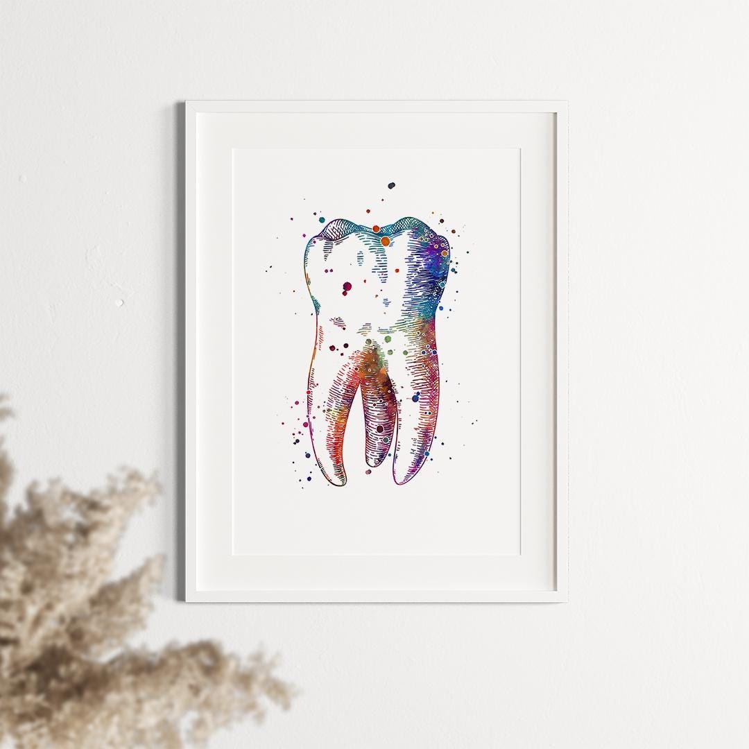 Tooth Art Dental Art Dental Office Decor Dentist Gift Molar Anatomy Art ...