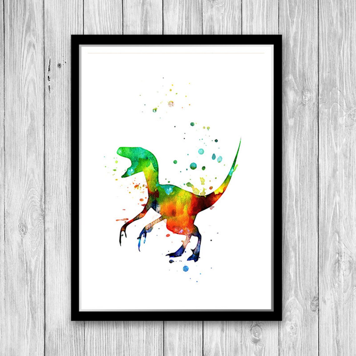 Dinosaur Set of 4 Watercolor Prints Kids Room Wall Art T-rex | Etsy