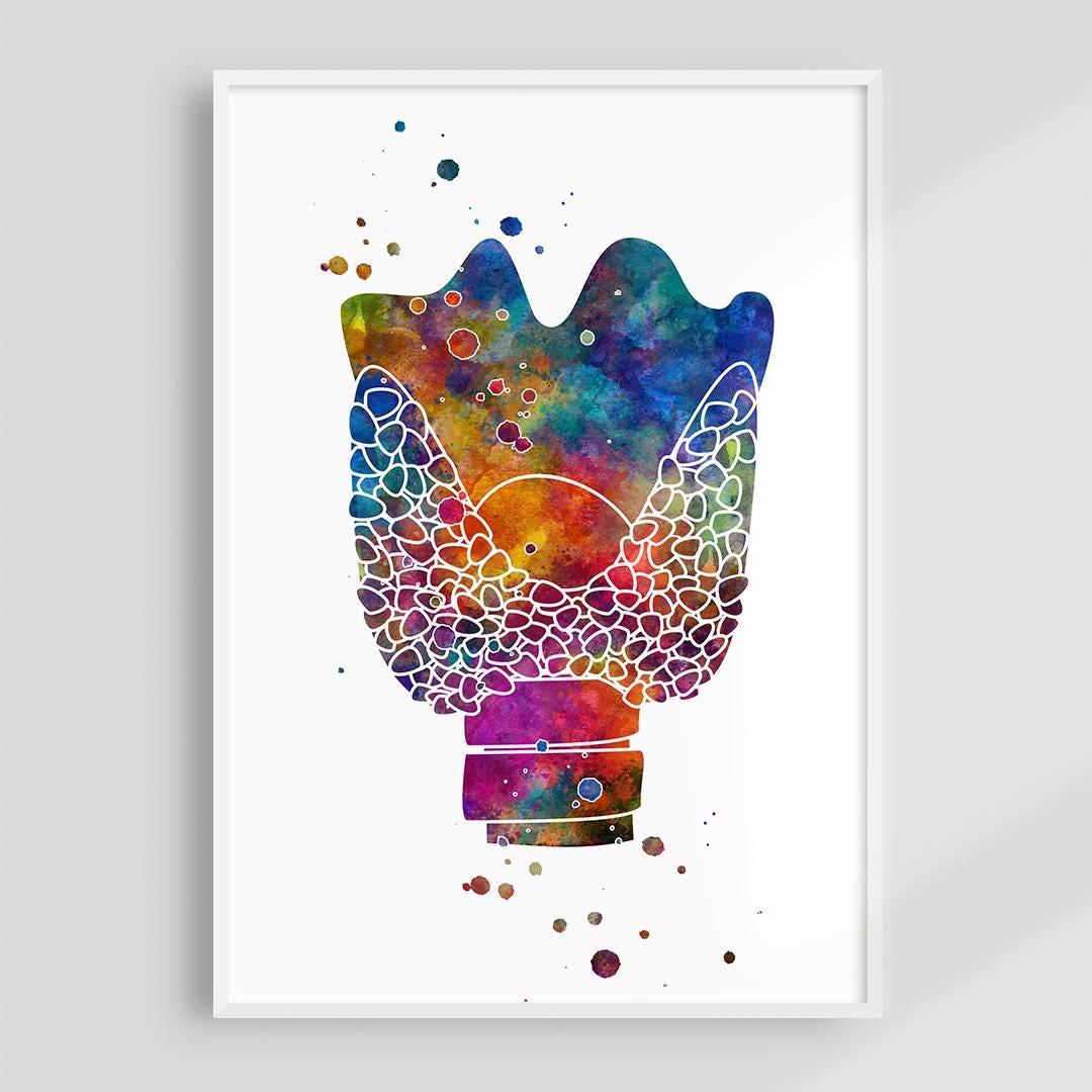 Thyroid and Trachea Watercolor Colorful Print, Endocrine Art ...