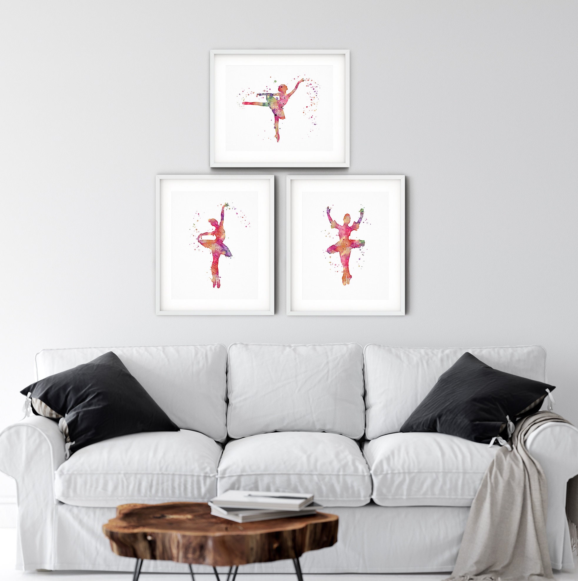 Ballerina Nursery Decor | Ballet Watercolor Artwork | Set of 3 Vibrant ...