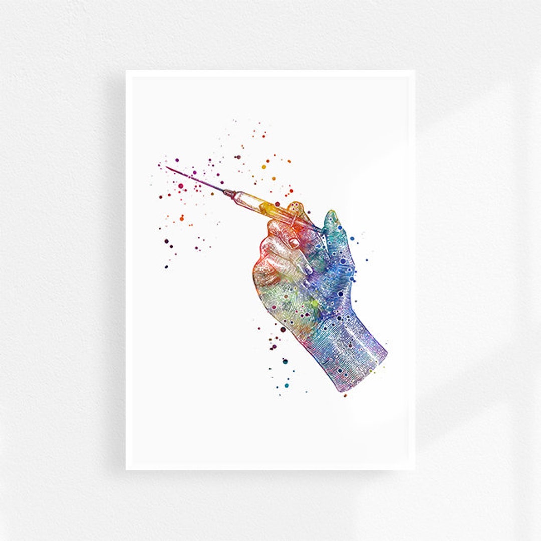 Nurse Art, Syringe Watercolor Art Print, Nurse Room Wall Decor ...