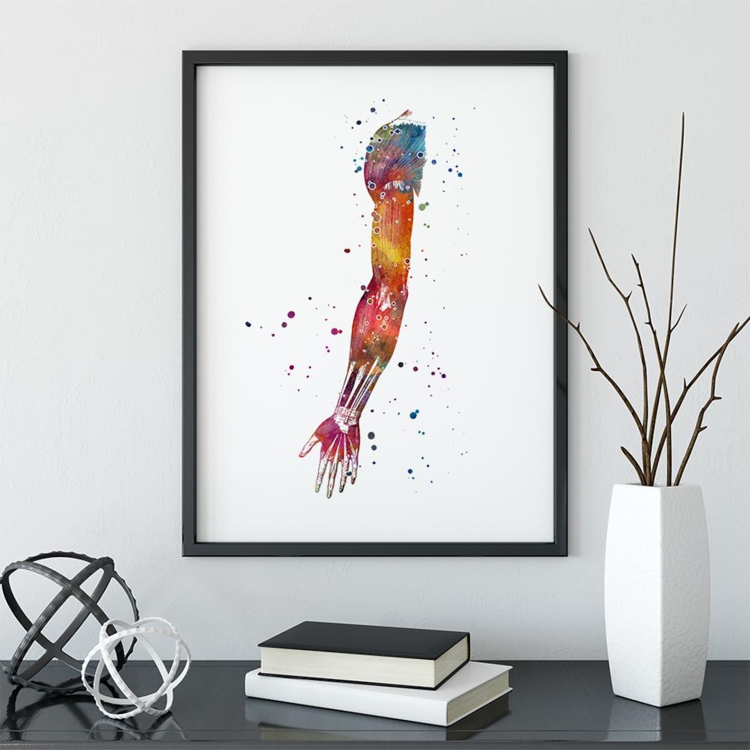 Physiotherapy Art Print, Human Hand Muscles Arm Anatomy Watercolor ...