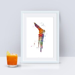 Knee Joint Anatomy Art Watercolor Print Orthopedic Surgeon Office Decor ...